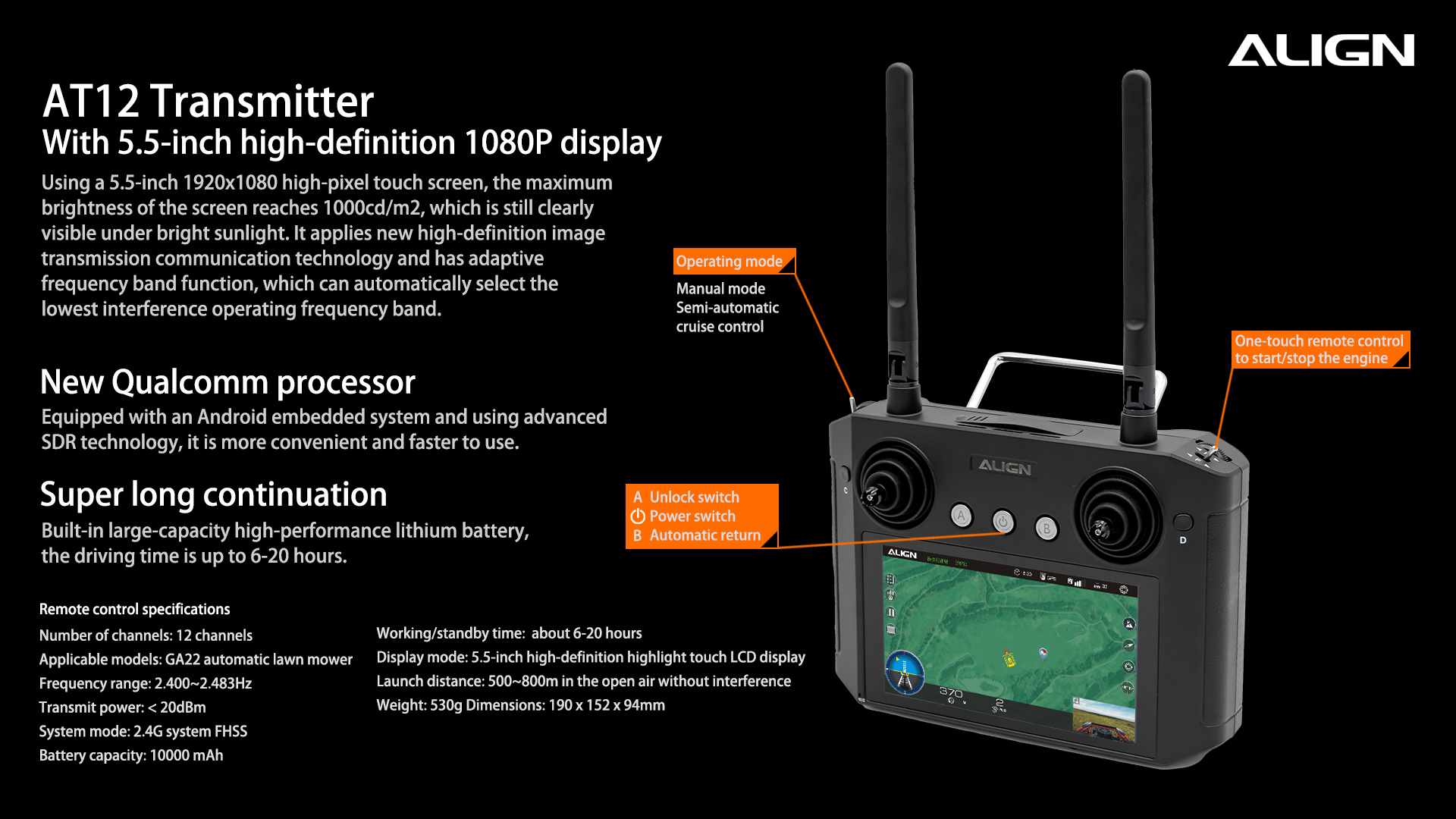 亞拓科技網路購物 - GA22 GNSS/RTK Automatic Lawn Mower LLGA2201XW